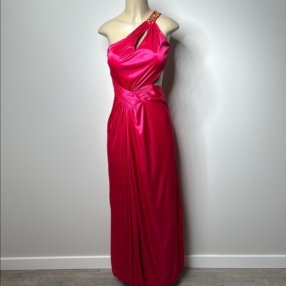 Hailey Logan | Dresses | Hailey Logan Pink Asymmetrical Pleated Gown ...